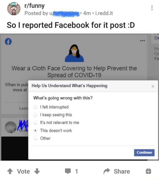 Posted by i.redd.it So reported Facebook for it post :D Help Us ...