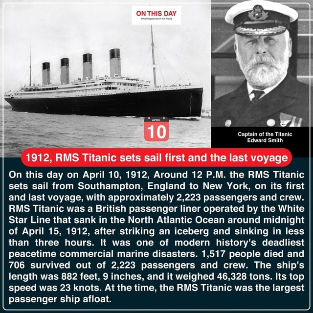 ON THIS DAY La Captain of the Titanic Edward Smith 1912, RMS Titanic ...
