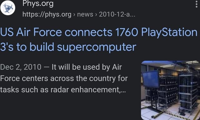 " news 2010-12-a... US Air Force connects 1760 PlayStation to build ...