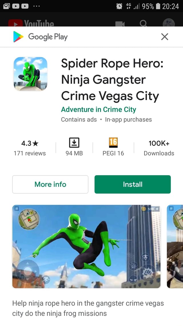 Google Play Spider Rope Hero: Ninja Gangster Crime Vegas City Adventure ...