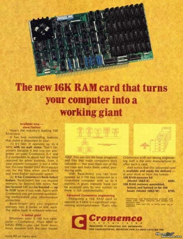 The new 16K RAM card that turns your computer into a Available now ...