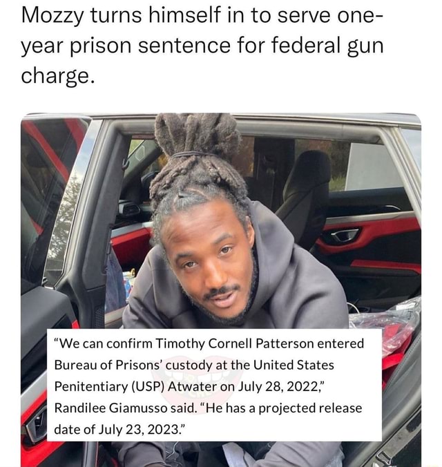 Mozzy turns himself in to serve one- year prison sentence for federal ...