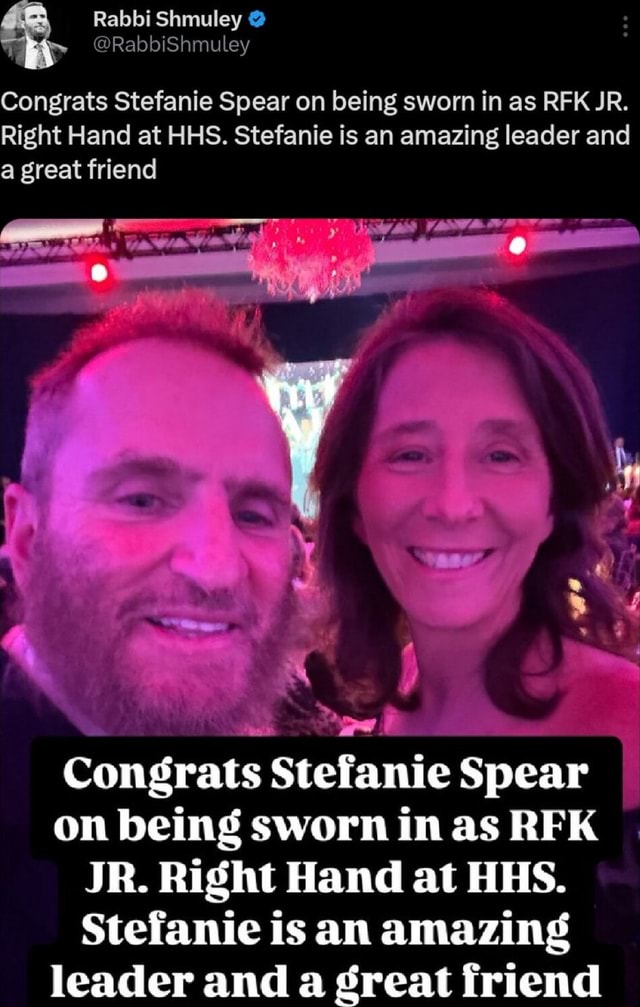 Rabbi Shmuley Congrats Stefanie Spear on being sworn in as RFK JR ...