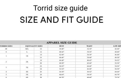 Torrid size guide SIZE AND FIT GUIDE APPAREL SIZE GUIDE - America’s ...