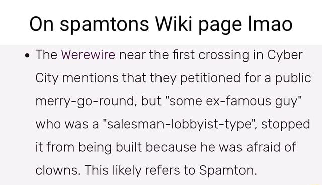 On spamtons Wiki page Imao e The Werewire near the first crossing in ...