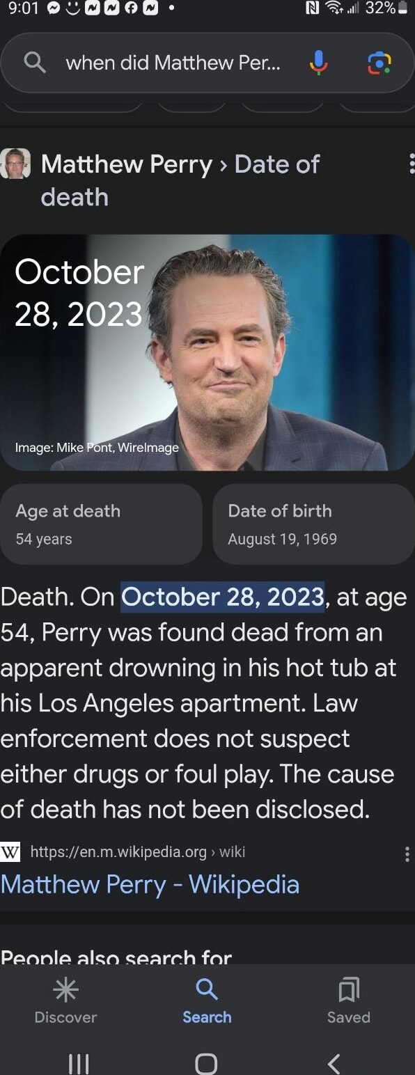 All Q when did Matthew Per. (Q Matthew Perry Date of death October 28 ...