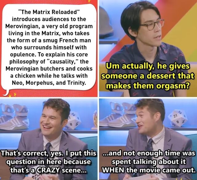 "The Matrix Reloaded" introduces audiences to the Merovingian, a very ...