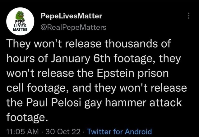 PepeLivesMatter @RealPepeMatters PEPE LIVES MATTER They won't release ...