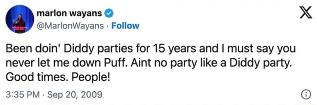 Marlon wayans @MarlonWayans - Follow Been doin' Diddy parties for 15 ...