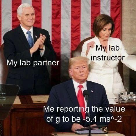 My lab My lab partner Aa Me reporting the value of g to be - iFunny