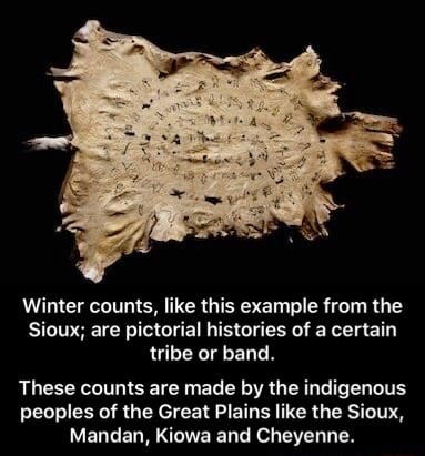 Winter counts, like this example from the Sioux; are pictorial ...