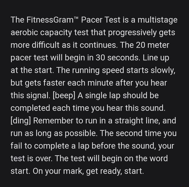 The Pacer Test is a multistage aerobic capacity test that progressively ...