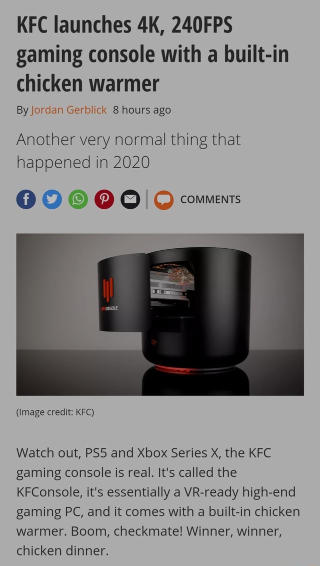 KFC launches 240FPS gaming console with a built-in chicken warmer By ...