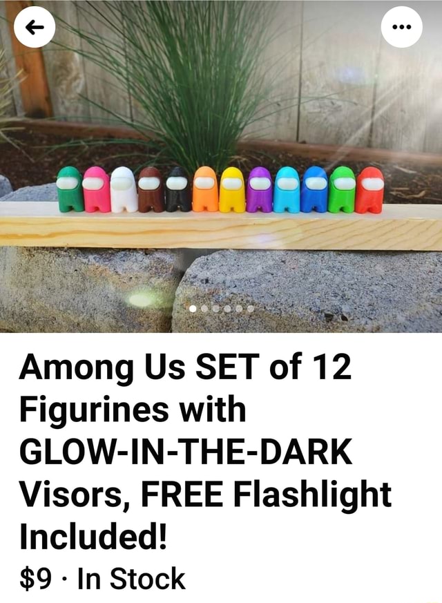Among Us SET of 12 Figurines with GLOW-IN-THE-DARK Visors, FREE ...
