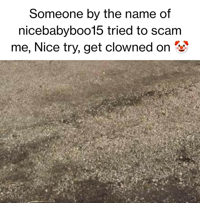 Someone by the name of nicebabyboo15 tried to scam me, Nice try, get ...