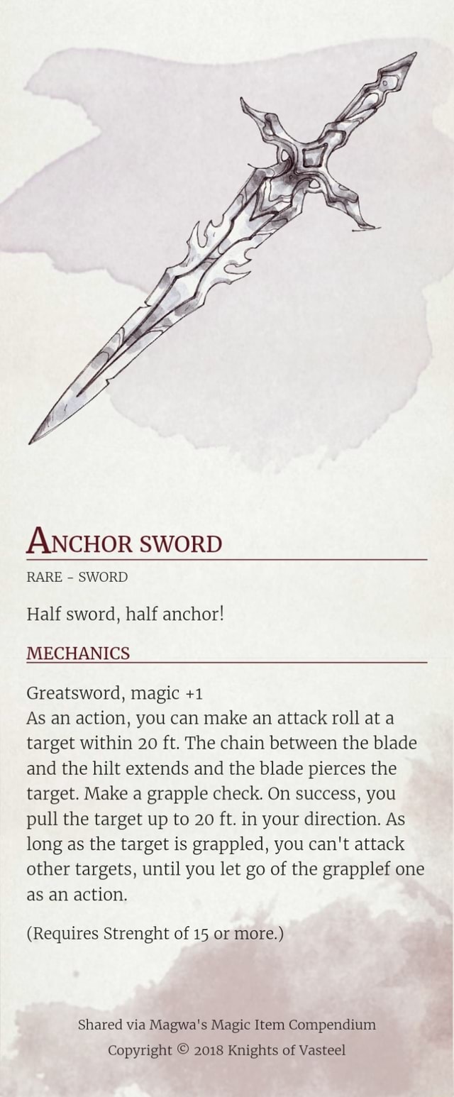 ANCHOR SWORD RARE - SWORD Half sword, half anchor! MECHANICS Greatsword ...