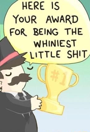 / HERE IS YoUR AWARD FOR BEING THE WHINIEST LITTLE SHIT, - iFunny Brazil