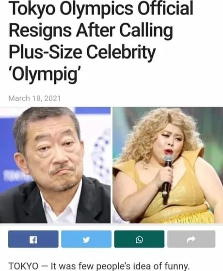 Tokyo Olympics Official Resigns After Calling Plus-Size Celebrity ...