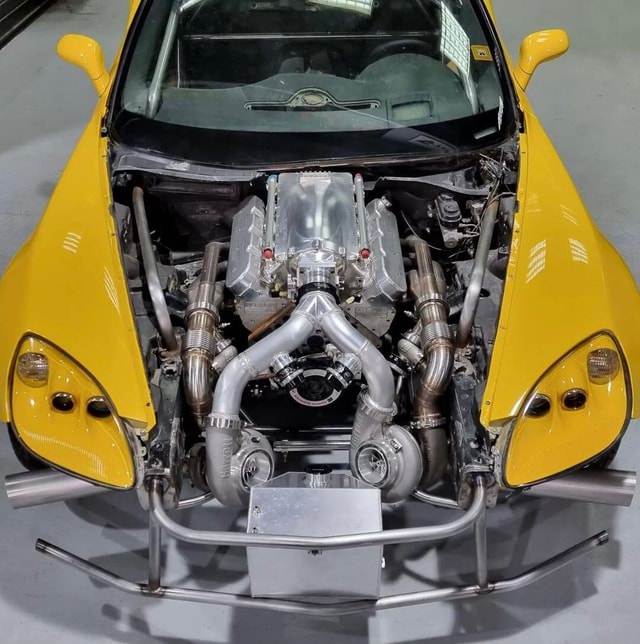 Nicely packaged twin turbo setup on this #C6 Vette by @BTunePerformance ...