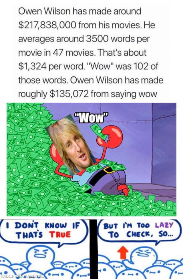 Much wow! - Owen Wilson has made around $217,838,000 from his movies ...