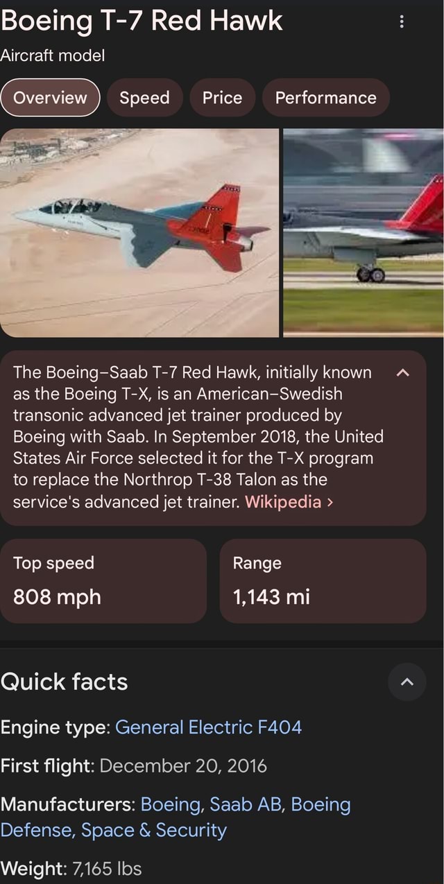 Boeing Red Hawk Aircraft model Overview Speed Price Performance The Boeing--Saab Red Hawk ...