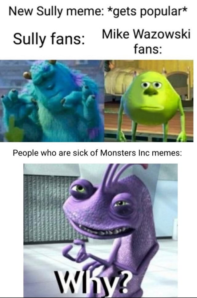 New Sully meme: *gets popular* Sully fans: Mike Wazowski - iFunny