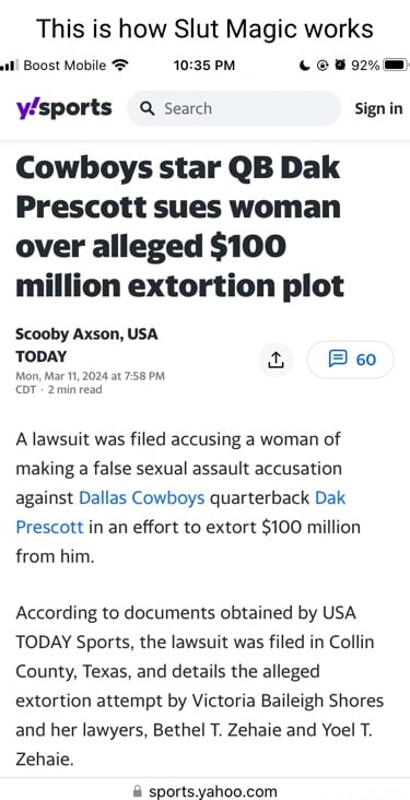 This is how Slut Magic works Signin Boost Mobile PM Cowboys star QB Dak ...