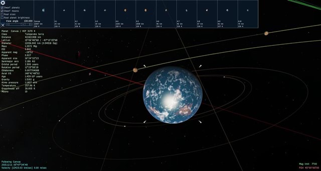 Dwarf planets Dwarf moons Real sizes Real planet brightness View angle ...