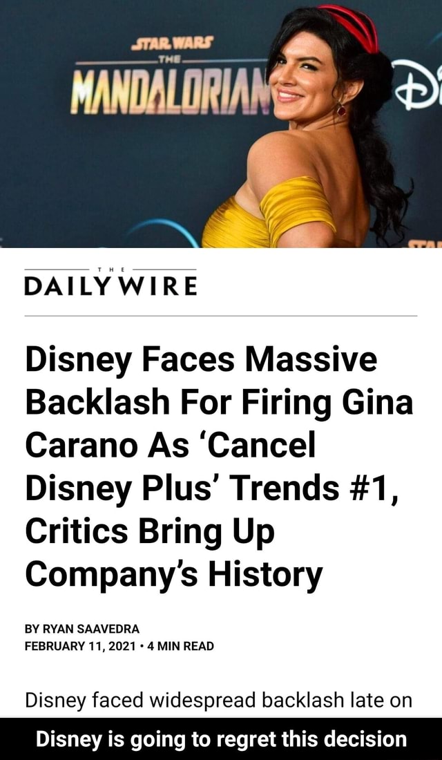 DAILY WIRE Disney Faces Massive Backlash For Firing Gina Carano As ...