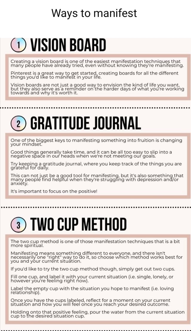 Ways to manifest VISION BOARD Creating a vision board have is one of ...