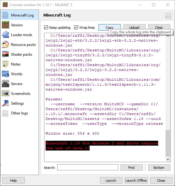 Minecraft Log tontee mods Resource packs Shader packs Notes Screenshots ...