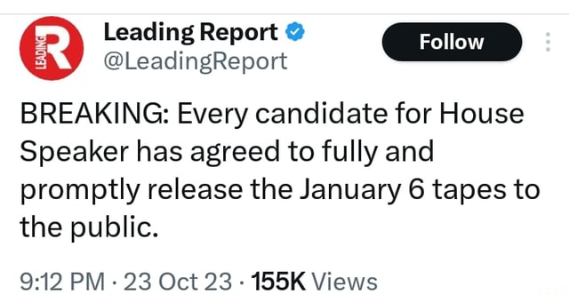 Leading Report @ @ @LeadingReport Follow BREAKING: Every candidate for ...