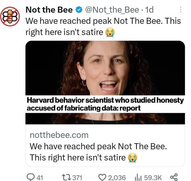Not the Bee @ @Not the Bee td We have reached peak Not The Bee. This ...