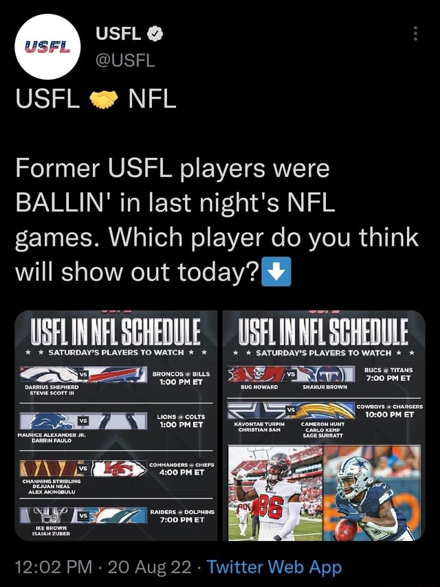 Use. @USFL USFL NFL Former USFL players were BALLIN' in last night's ...