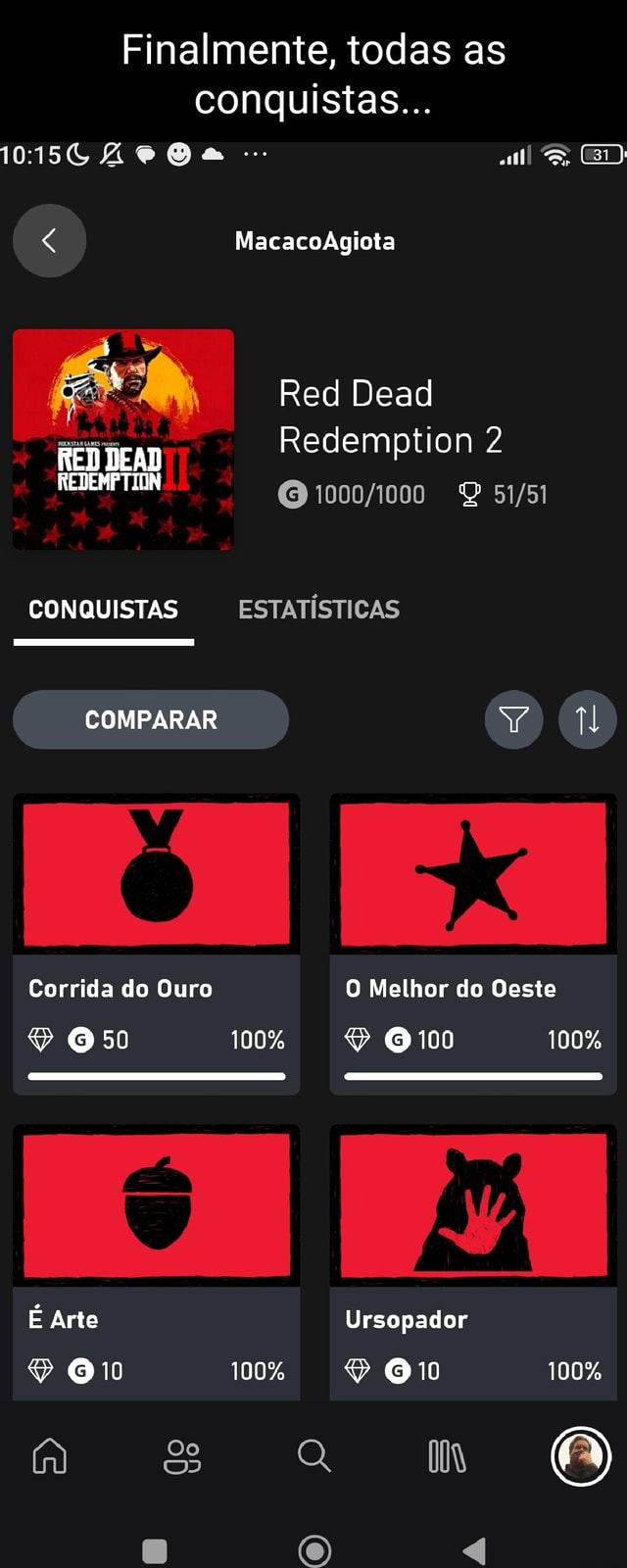 Finalmente, todas as conquistas... OBD al ED " MacacoAgiota Red Dead Redemption REDEMPTITIN ...