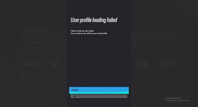 User profile loading failed Failed to load the user profile. If you ...