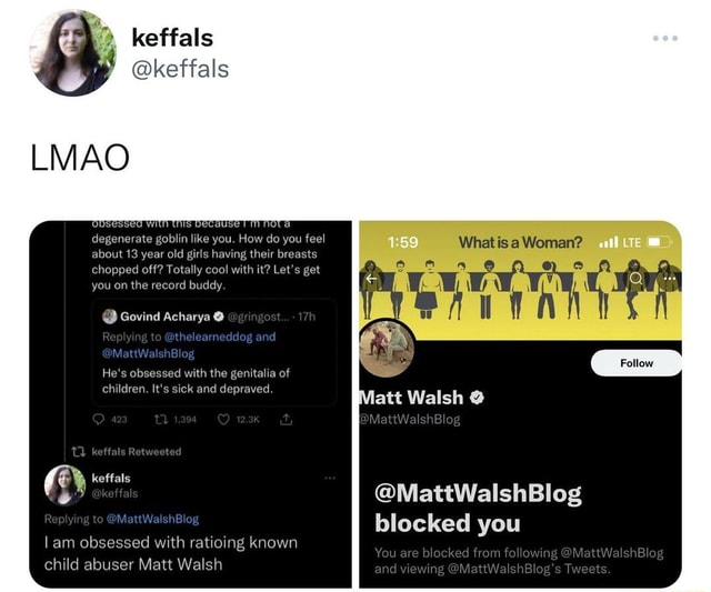 Keffals @keffals LMAO degenarste goblin like you. How do you feel about ...