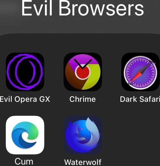 Evil Browsers Evil Opera GX Chrime Dark Safari Cum Waterwolf - iFunny
