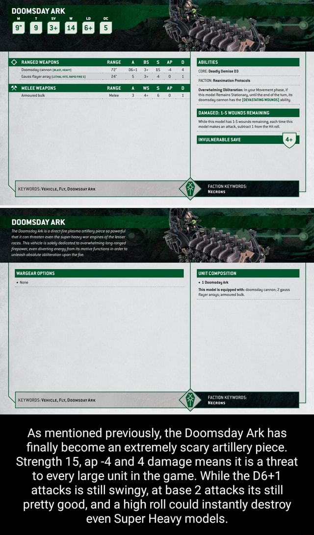 RANGED WEAPONS RANGE ABILITIES DOOMSDAY ARK Doomsday cannon [etasr ...