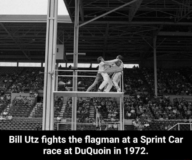 Bill Utz fights the flagman ata 'Sprint Car race at DuQuoin in 1972 ...