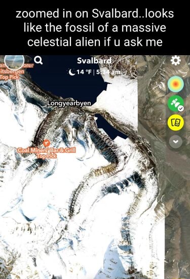 Zoomed in on Svalbard looks like the fossil of a massive celestial ...