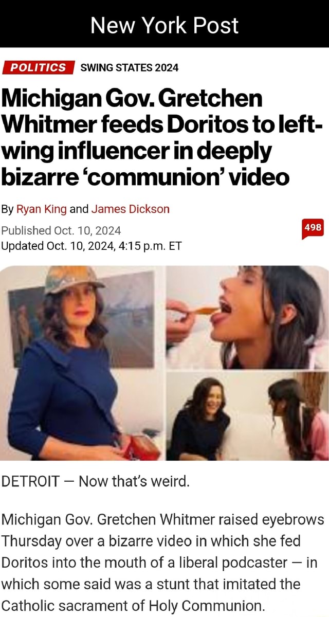 New York Post I SWING STATES 2024 Michigan Gov. Gretchen Whitmer feeds ...