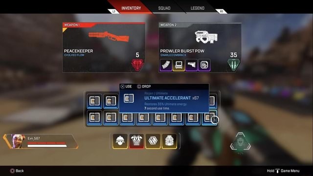 INVENTORY SQUAD LEGEND PROWLER BURST POW GNARLED EMBRACE 35 WEAPON ...