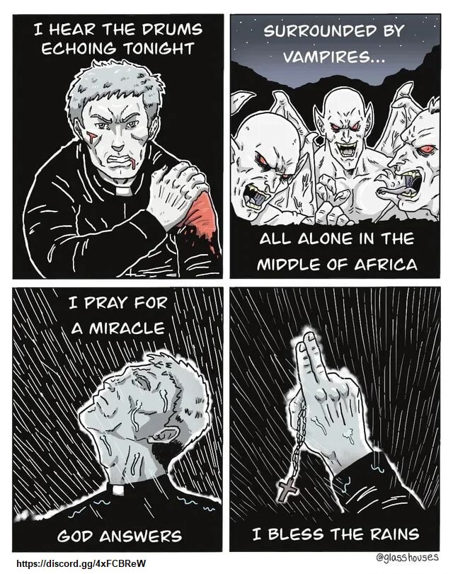 I HEAR THE DRUMS SURROUNDED BY ECHOING TONIGHT VAMPIRES... ALL ALONE IN ...