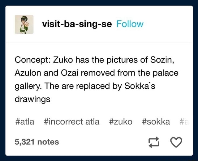 Visit-ba-sing-se Follow Concept: Zuko has the pictures of Sozin, Azulon ...