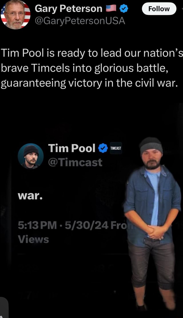 @GaryPetersonUSA Gary Peterson @ Tim Pool is ready to lead our nation's ...