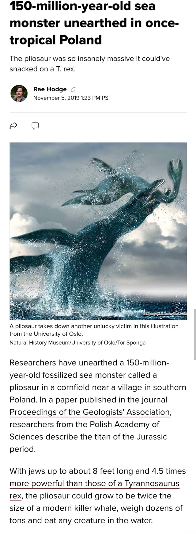 150-million-year-old sea monster unearthed in once- tropical Poland The ...