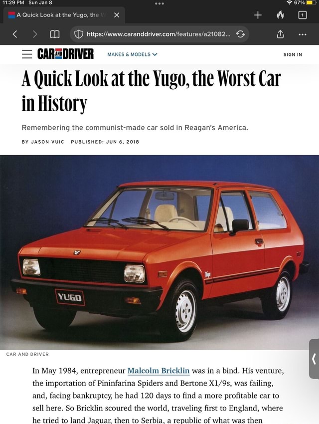 A Quick Look at the Yugo, th" x PM Sun Jan& MAKES & MODELS SIGN IN A ...