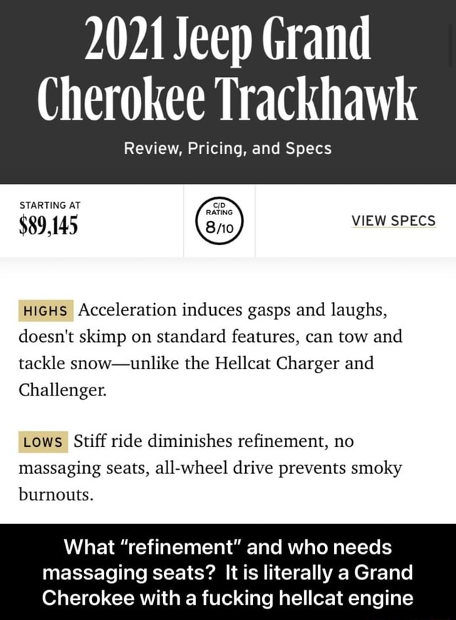 2021 Jeep Grand Cherokee Trackhawk Review, Pricing, and Specs STARTING ...