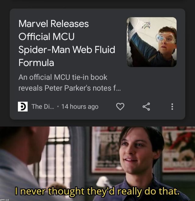 Marvel Releases Official MCU Spider-Man Web Fluid Formula An official ...